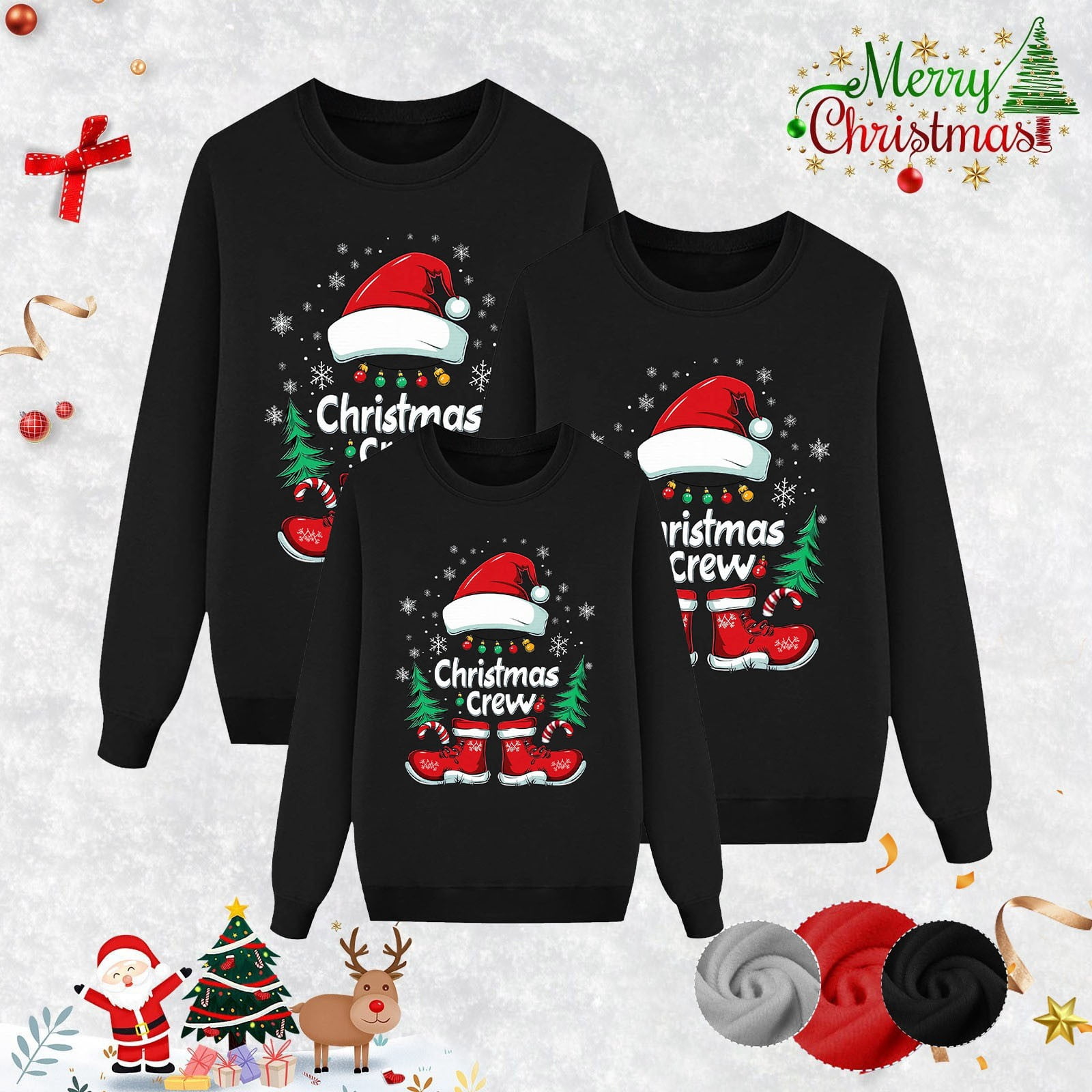 Aihuaihua Family Matching Christmas Shirts Long Sleeve Blouse Top Round ...