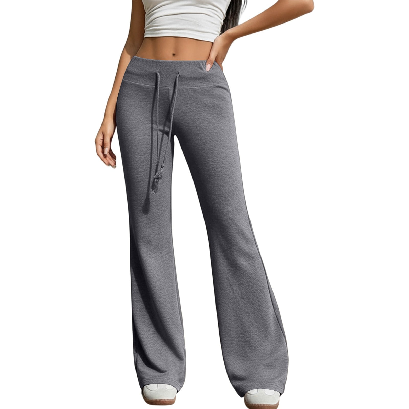 Aihuaihua Flare Sweatpants Women Long Drawstring High Waisted Flared ...