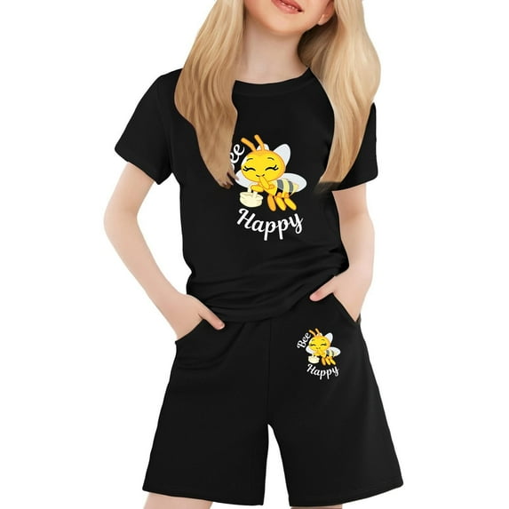 Aihuaihua Girl Outfits Letter Print Short Sleeve T-Shirt & Shorts Set ...