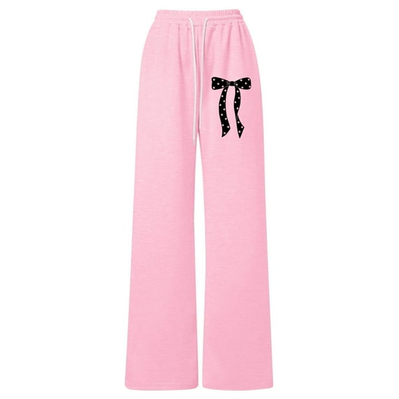 Aihuaihua Girl's Bowknot Baggy Sweatpants Y2k Wide Leg Elastic Waist ...