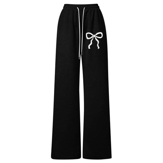 Aihuaihua Girls Baggy Sweatpants Bow Drawstring Wide Leg Y2k Sweat ...