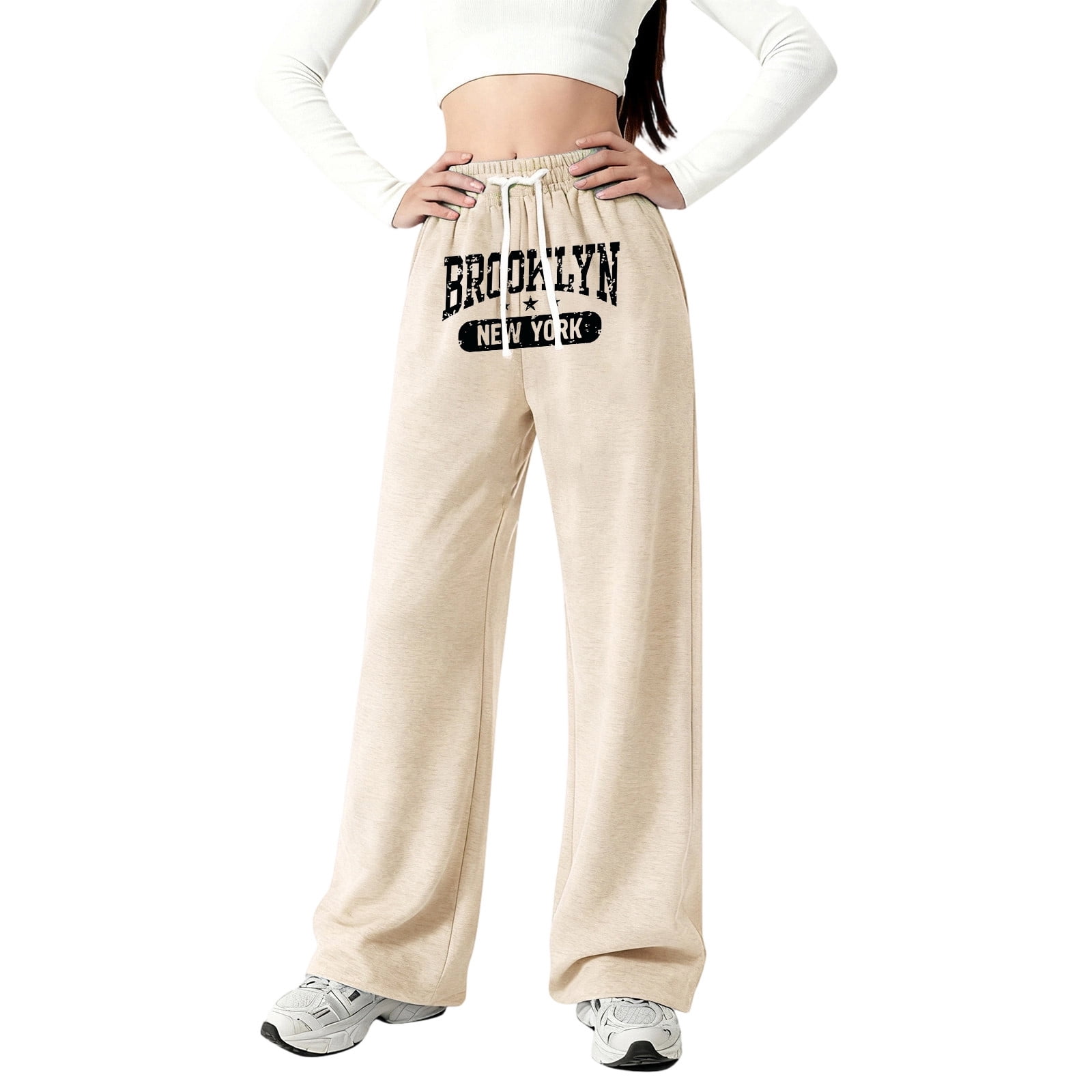 Aihuaihua Girls Baggy Sweatpants Brooklyn Letter Print Wide Leg Sweat ...