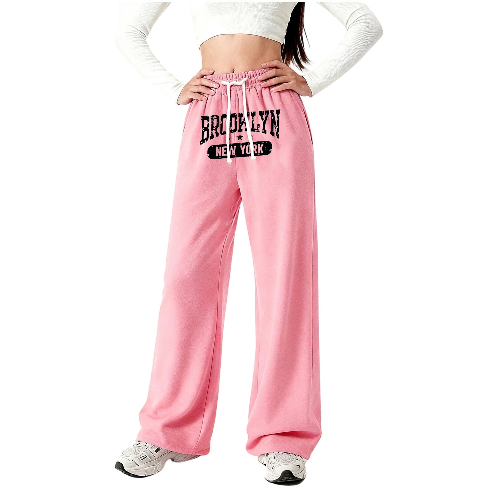 Aihuaihua Girls Baggy Sweatpants Brooklyn Letter Print Wide Leg Sweat ...