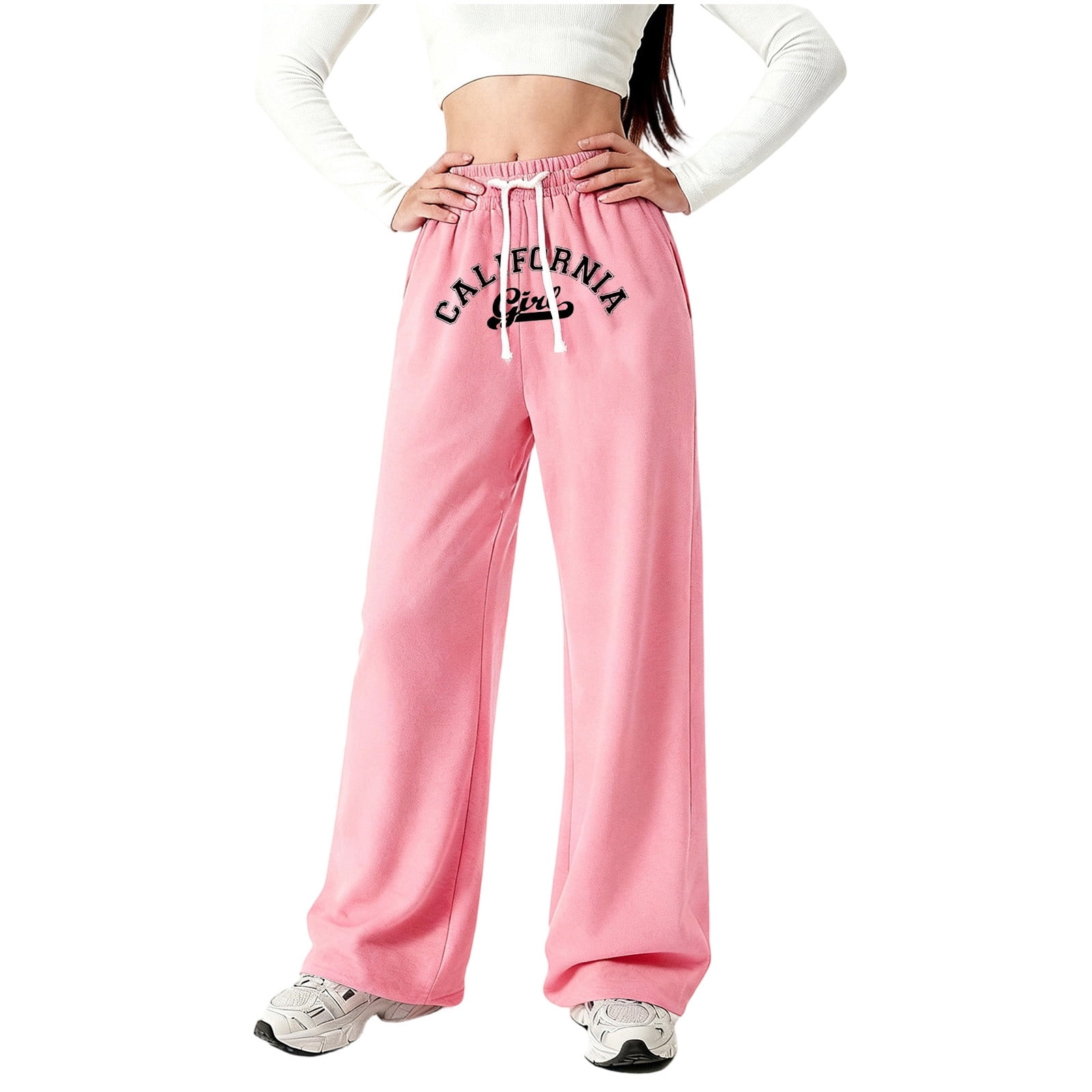 Aihuaihua Girls Baggy Sweatpants California Letter Print Wide Leg Sweat ...