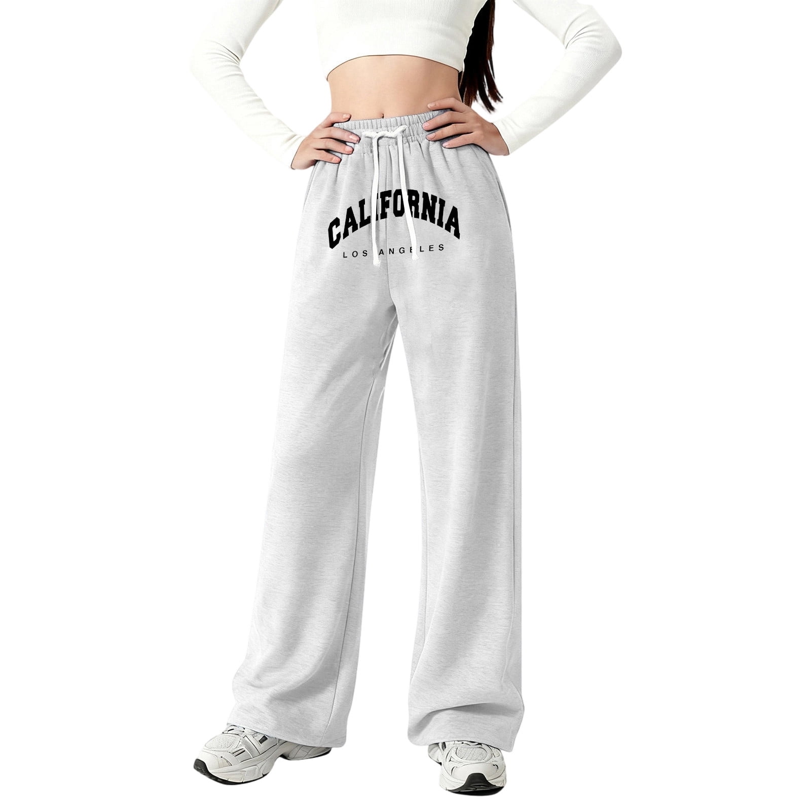 Aihuaihua Girls Baggy Sweatpants, California Print Wide Leg Sweat Pants ...