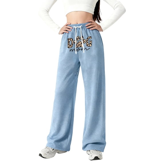 Aihuaihua Girls Baggy Sweatpants Cute Dog Print Wide Leg Sweat Pants ...