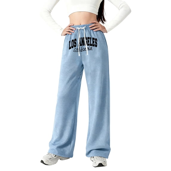 Aihuaihua Girls Baggy Sweatpants Letter Print Wide Leg Sweat Pants ...
