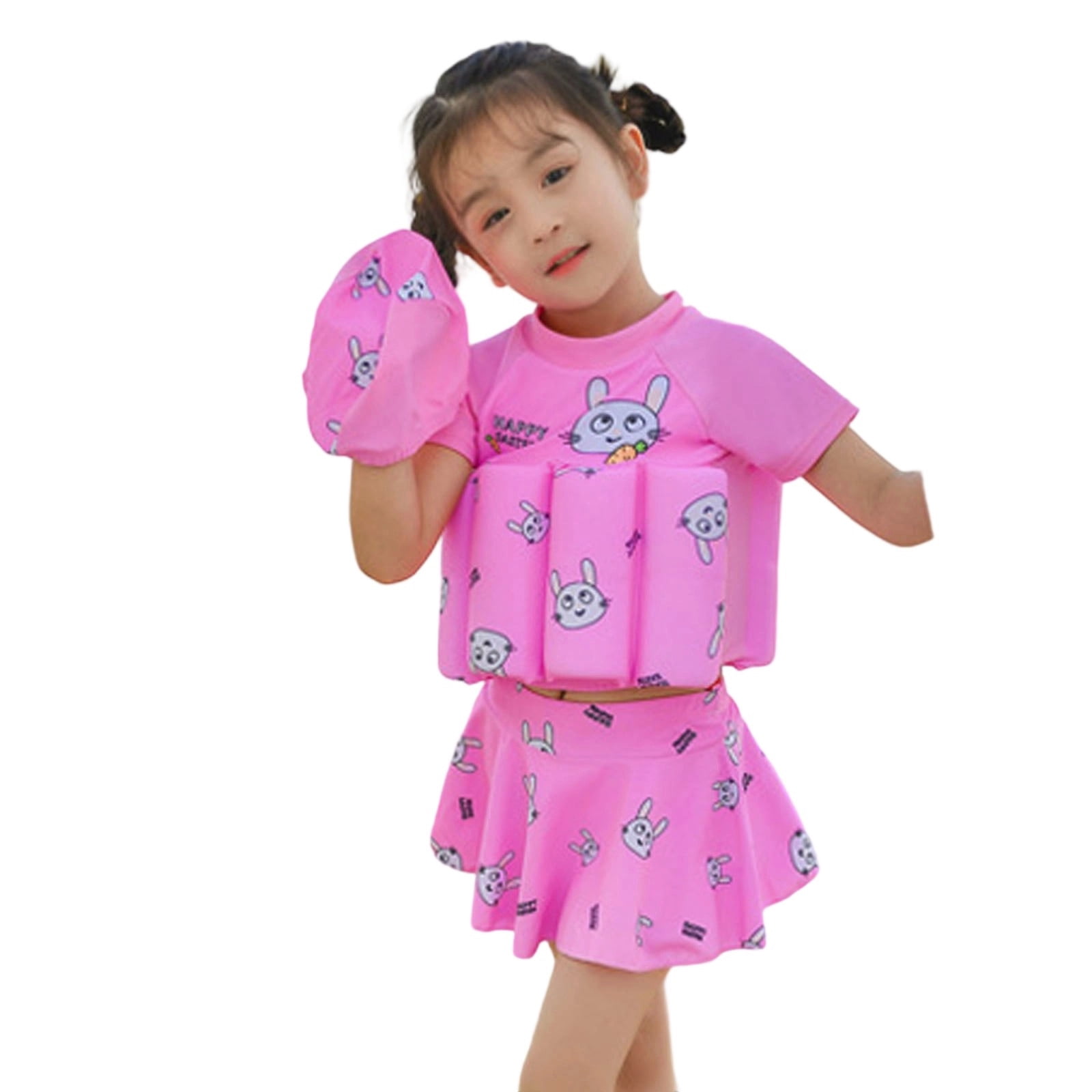 Aihuaihua Girls Floatation Swimwear Set Cute Cartoon Toddler Swimsuit ...