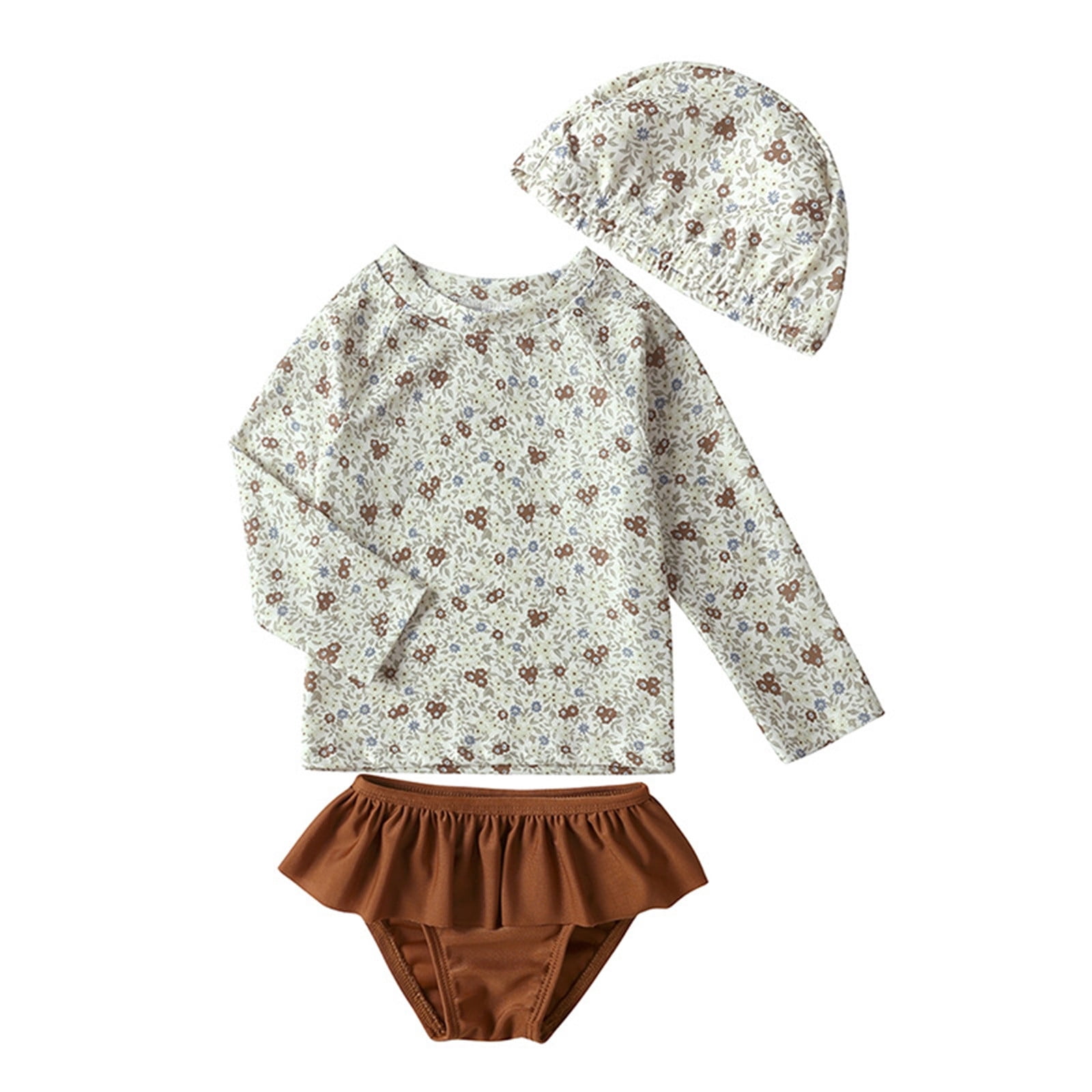 Aihuaihua Girls Floral Swimwear Set Rash Guard Swimsuit For Toddlers 3 ...