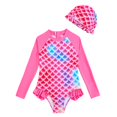 Aihuaihua Girls Long Sleeve Swimsuit Set for Girls Floral Gradient ...