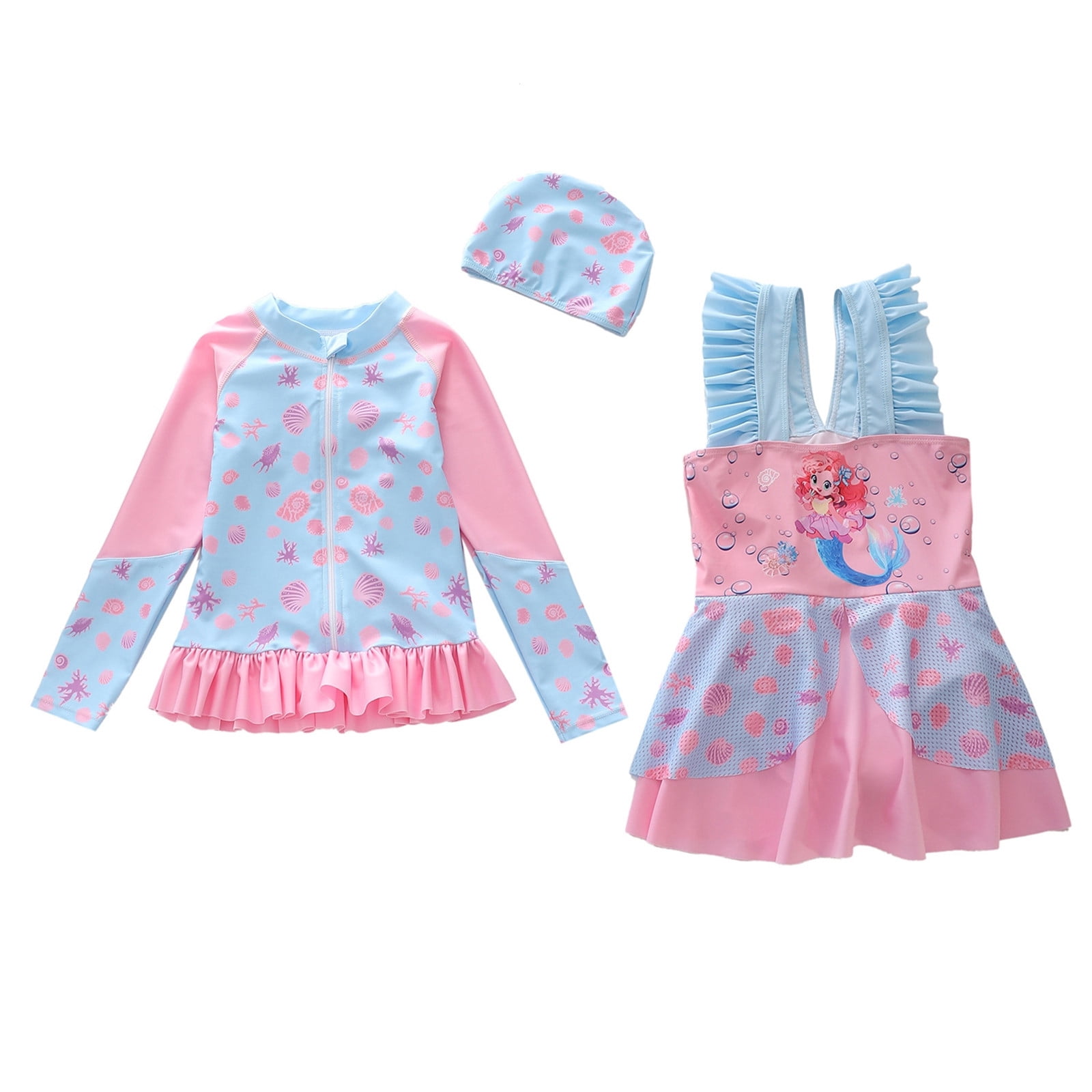 Aihuaihua Girls Swimsuit Two-Piece Long Sleeve Set for Summer Play in ...
