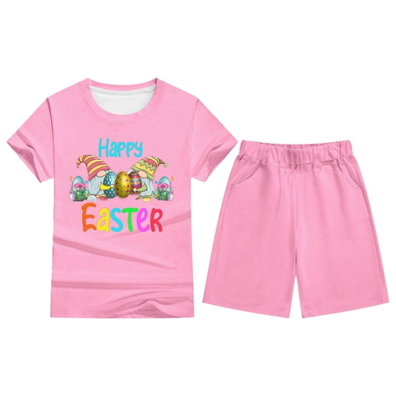 Aihuaihua Girls Outfits 5t Letter Print Short Sleeve Shirt and Shorts ...