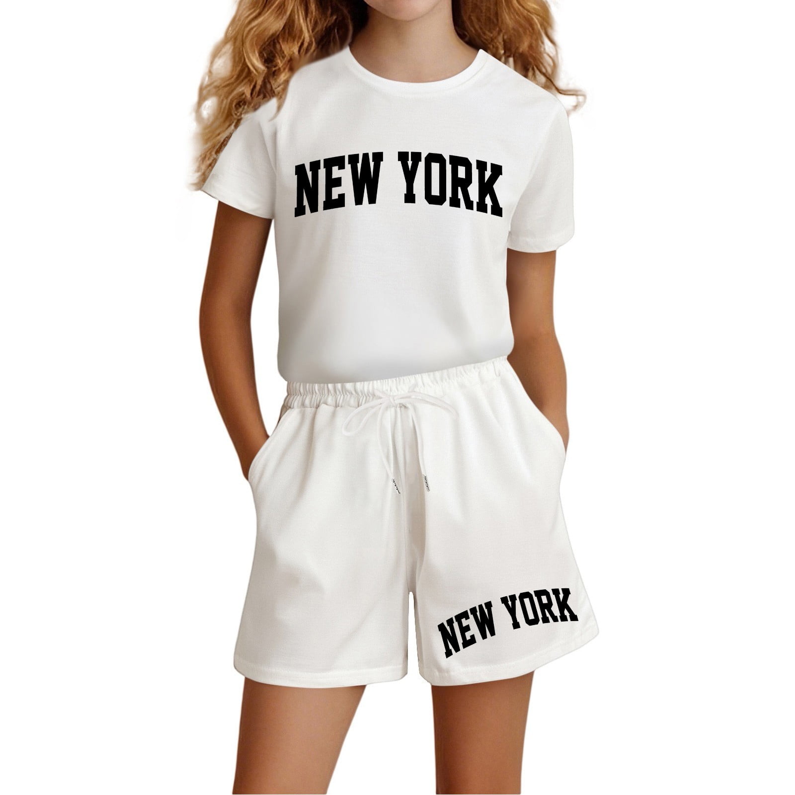 Aihuaihua Girls Outfits Size 8 Cute Print Shorts Sleeve Sports Sets ...