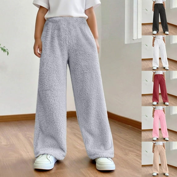Aihuaihua Girls Polar Fleece Sweatpants Kids Warm Fuzzy Fleece Trousers ...