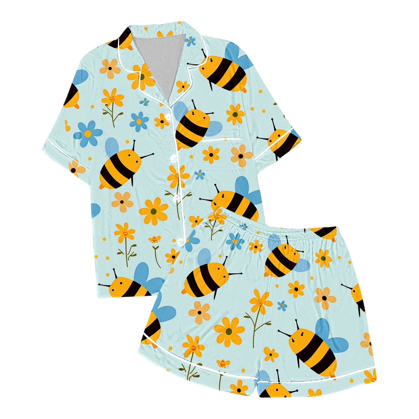 Aihuaihua Girls Satin Pajamas Set Short Sleeve & Short Pants Pajamas ...