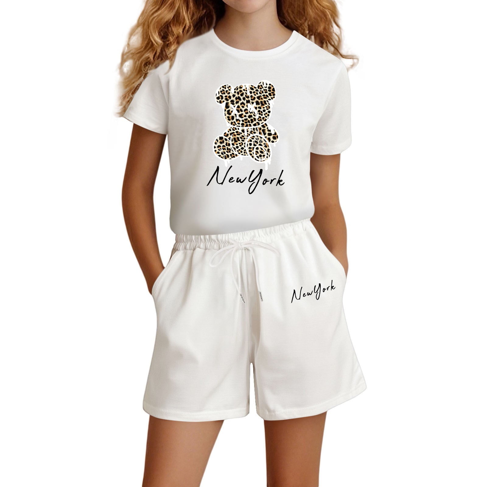 Aihuaihua Girls Summer Outfits Size 8 Cute Print Shorts Sleeve ...