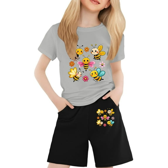 Aihuaihua Girls Summer Outfits Size 8 Print T Shirt and Shorts Outfits ...
