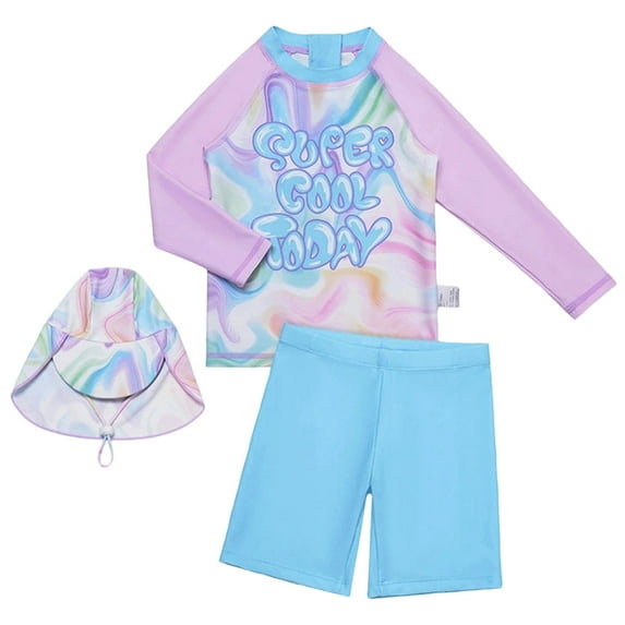Aihuaihua Girls Summer Rash Guard Set Long Sleeve Two Piece Swimwear ...