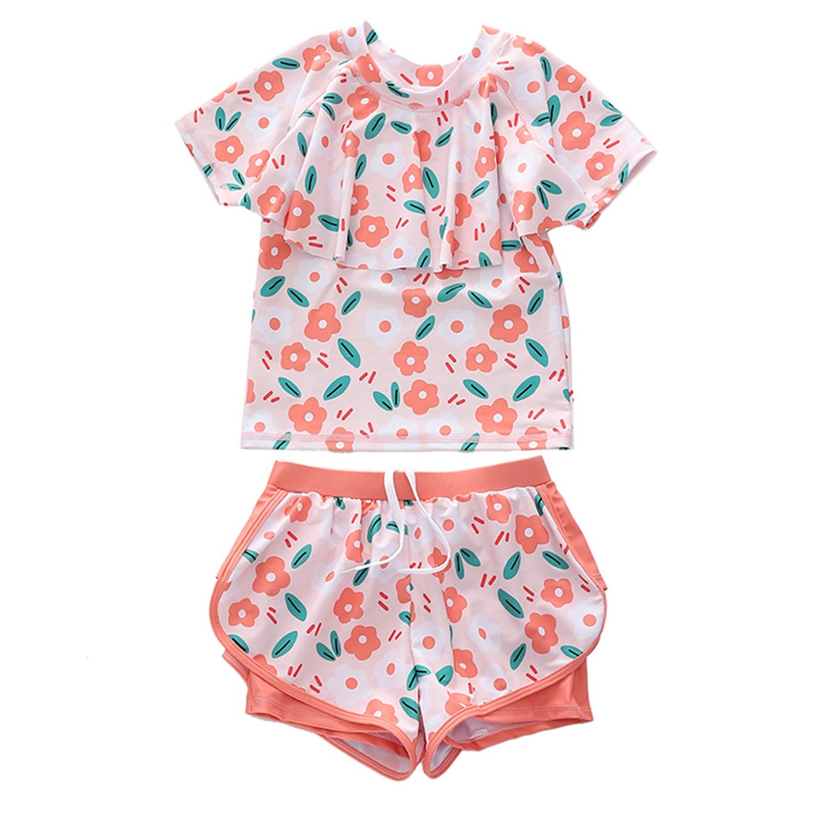 Aihuaihua Girls Swimsuit Set for Girls Two Piece Short Sleeve Tops and ...