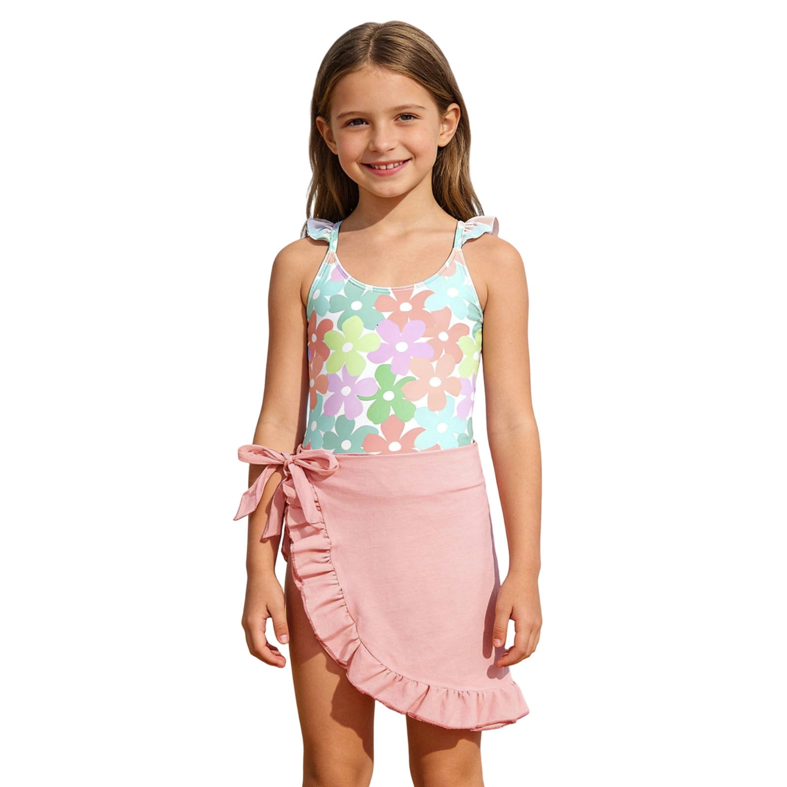 Aihuaihua Girls Swimsuit for Girls Tankini Set with Cute Ruffle Trim ...