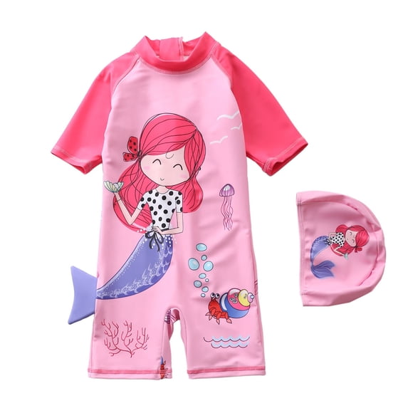 Aihuaihua Girls Swimwear Mermaid Suit with Cap for Toddlers Ideal Beach ...