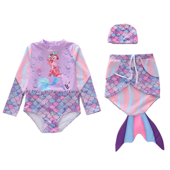 Aihuaihua Girls Swimwear With Flowing Skirt And Detachable Tail For ...