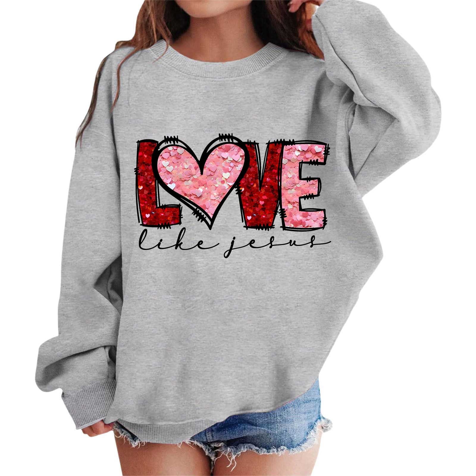 Aihuaihua Girls Valentines Shirt Cute Heart Graphic Long Sleeve ...