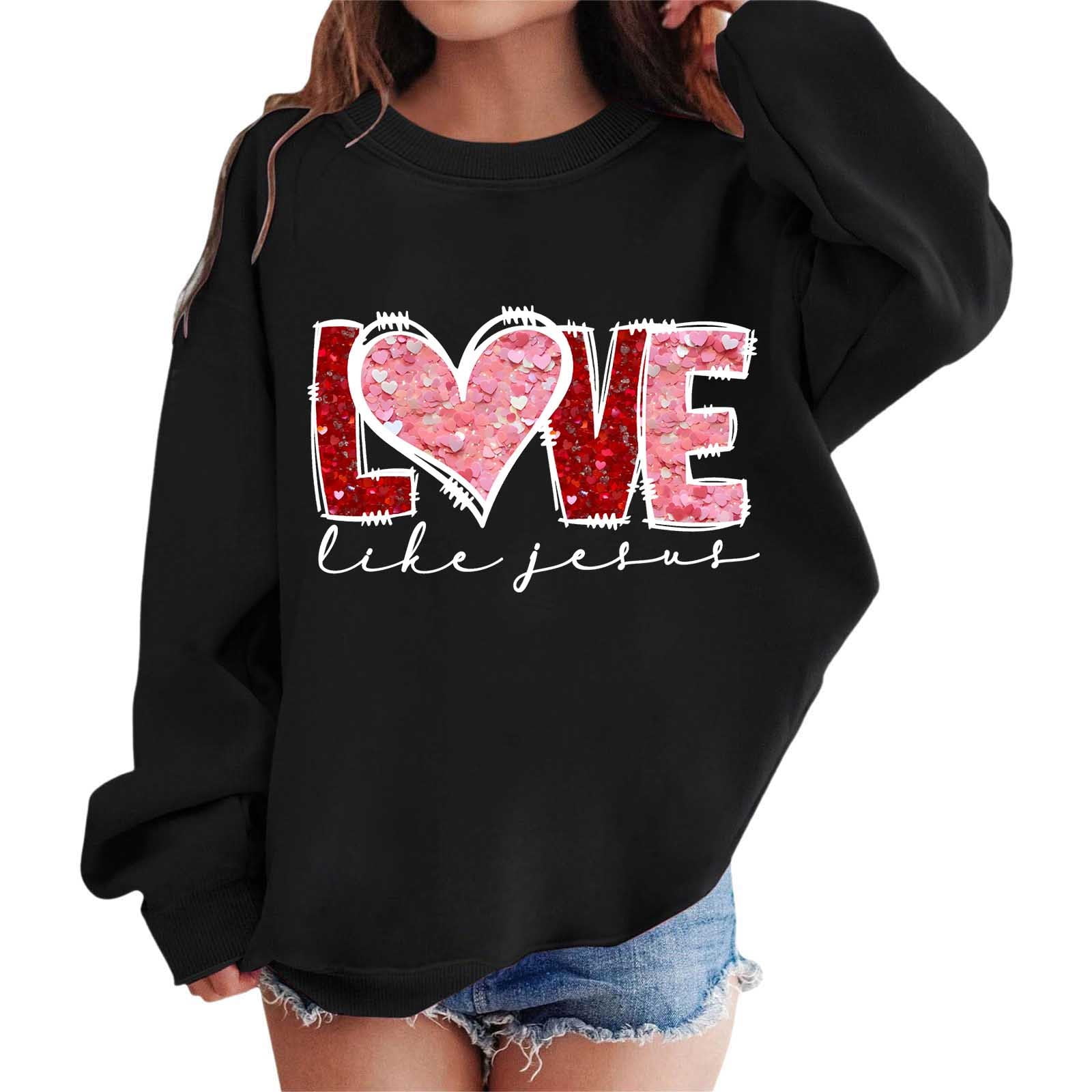 Aihuaihua Girls Valentines Shirt Cute Heart Graphic Long Sleeve ...
