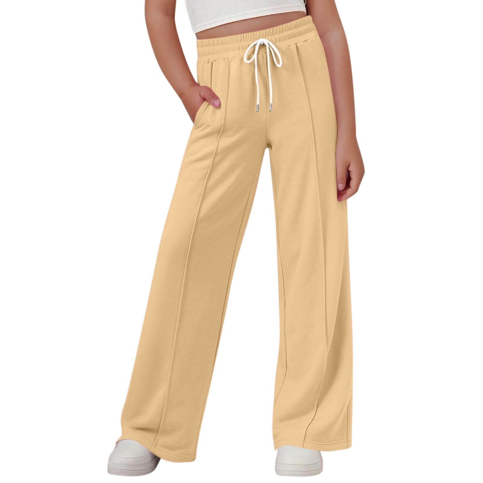 Aihuaihua Girls Wide Leg Sweatpants Drawstring Baggy Pants Teen Girls ...