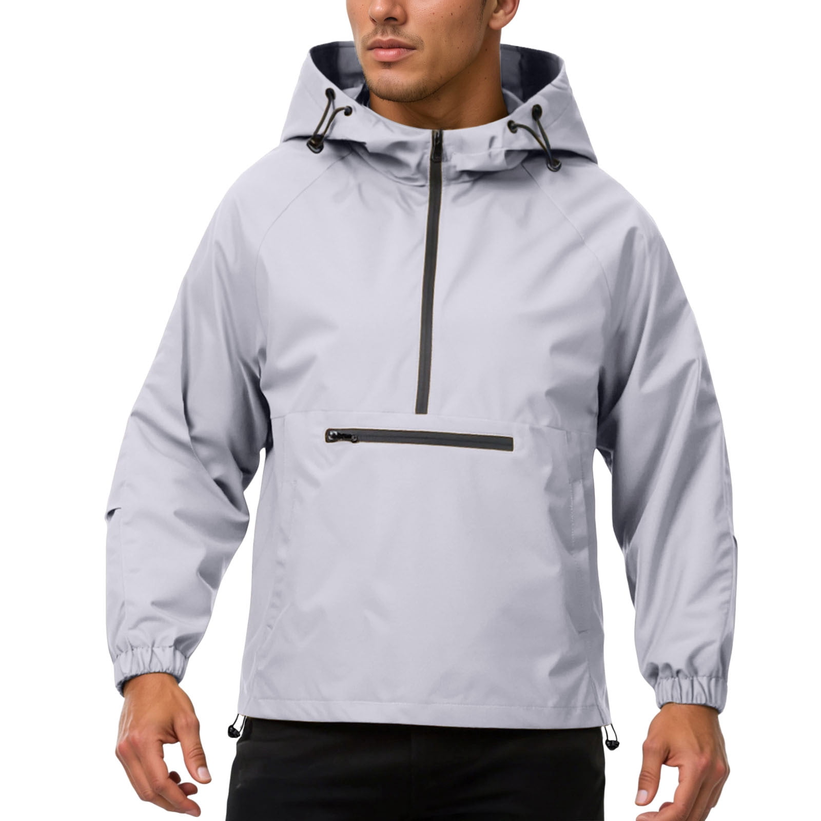 Aihuaihua Half Zip Hooded Jacket for Men Windproof Water Casual Outdoor ...