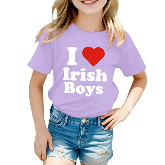Aihuaihua Irish Shirt for Boy and Girl Crew Neck Plaid Shamrock Tee ...
