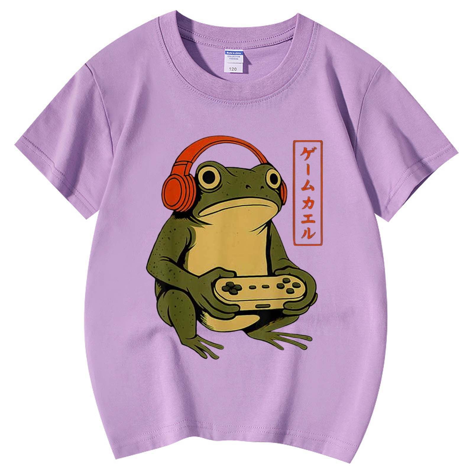Aihuaihua Japanese Gamer Frog Art Shirt for Boys Girls Funny Vintage ...