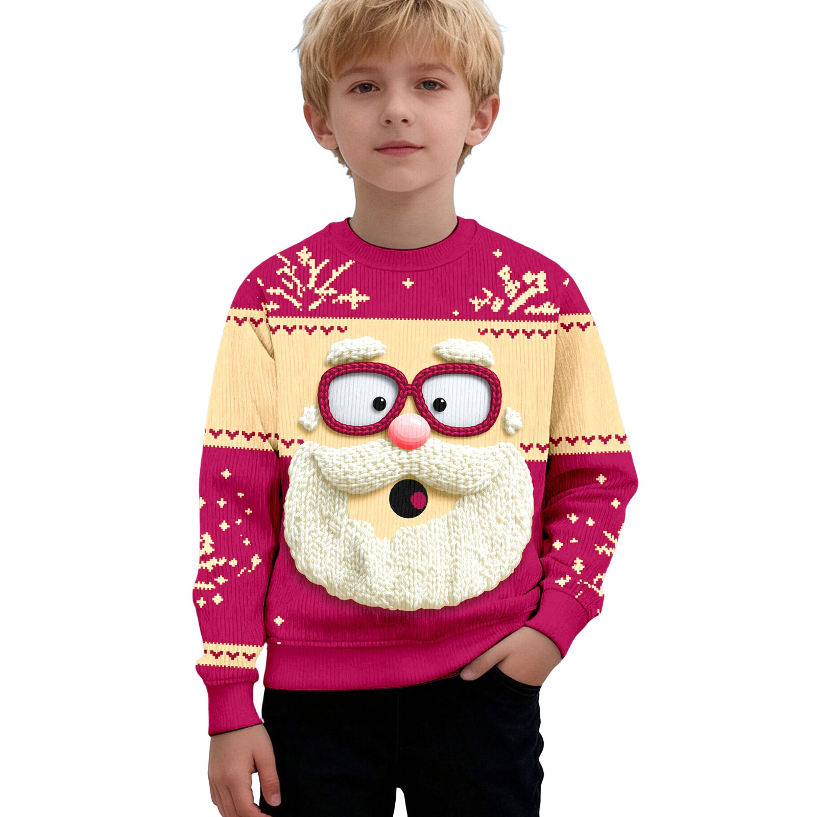 Aihuaihua Kids Christmas Santa Sweatshirts Crewneck Pullover Long ...