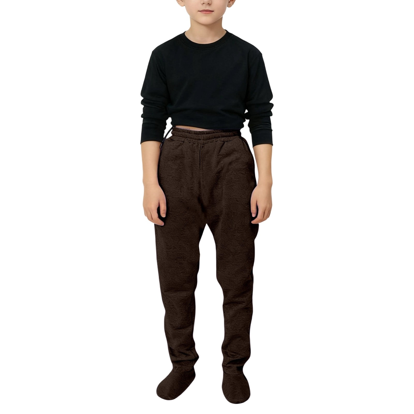 Aihuaihua Kids Footed Sweatpants Lined Athletic Footie Pants Soft ...