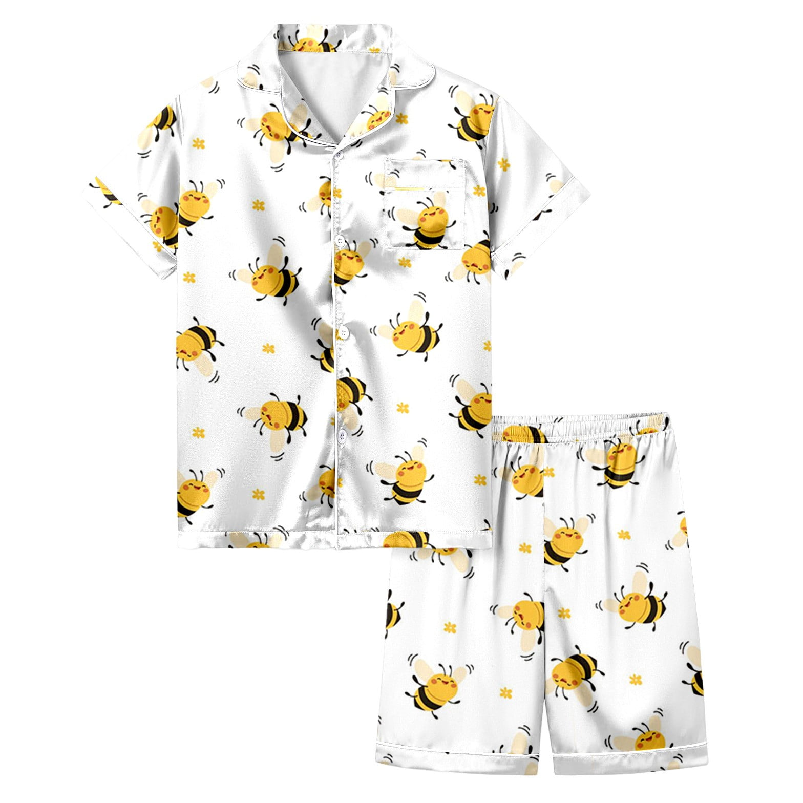 Aihuaihua Kids Pajamas Girls Bee Print Short Sleeve & Short Pants ...