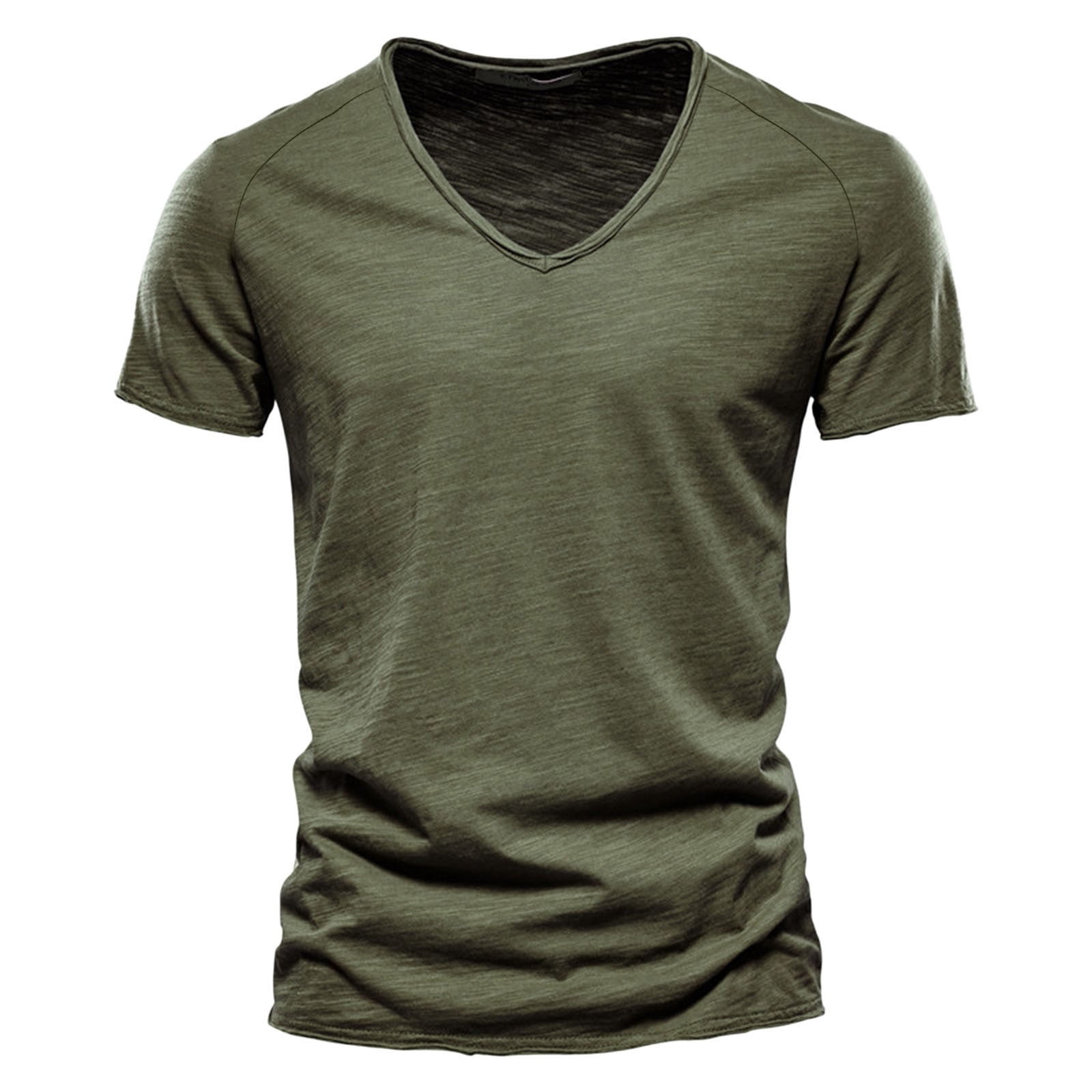 Aihuaihua Men White T Shirt V Neck Short Sleeve Regular Fit Solid Men's ...