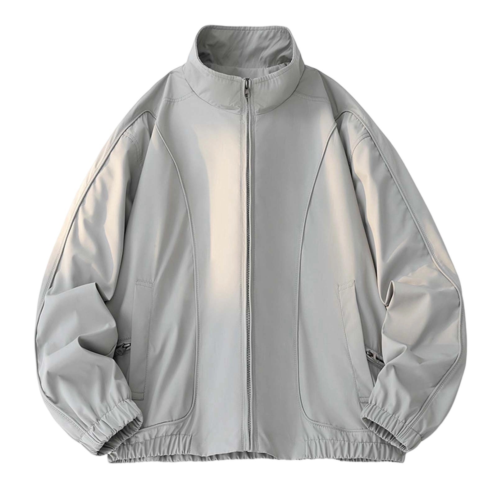 Aihuaihua Men's Casual Jacket Lightweight Stand Collar Loose Fit ...