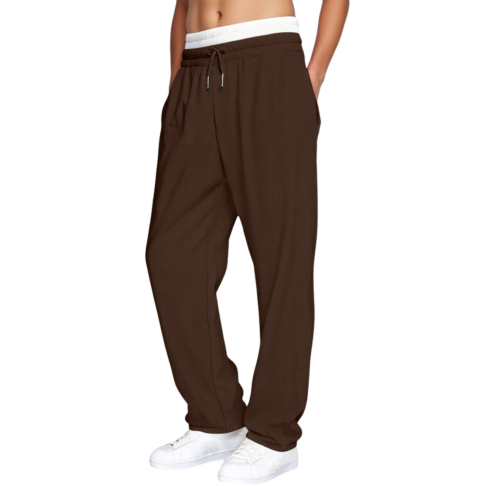 Aihuaihua Men's Casual Sweatpants Double Layer Waistband Straight Leg ...