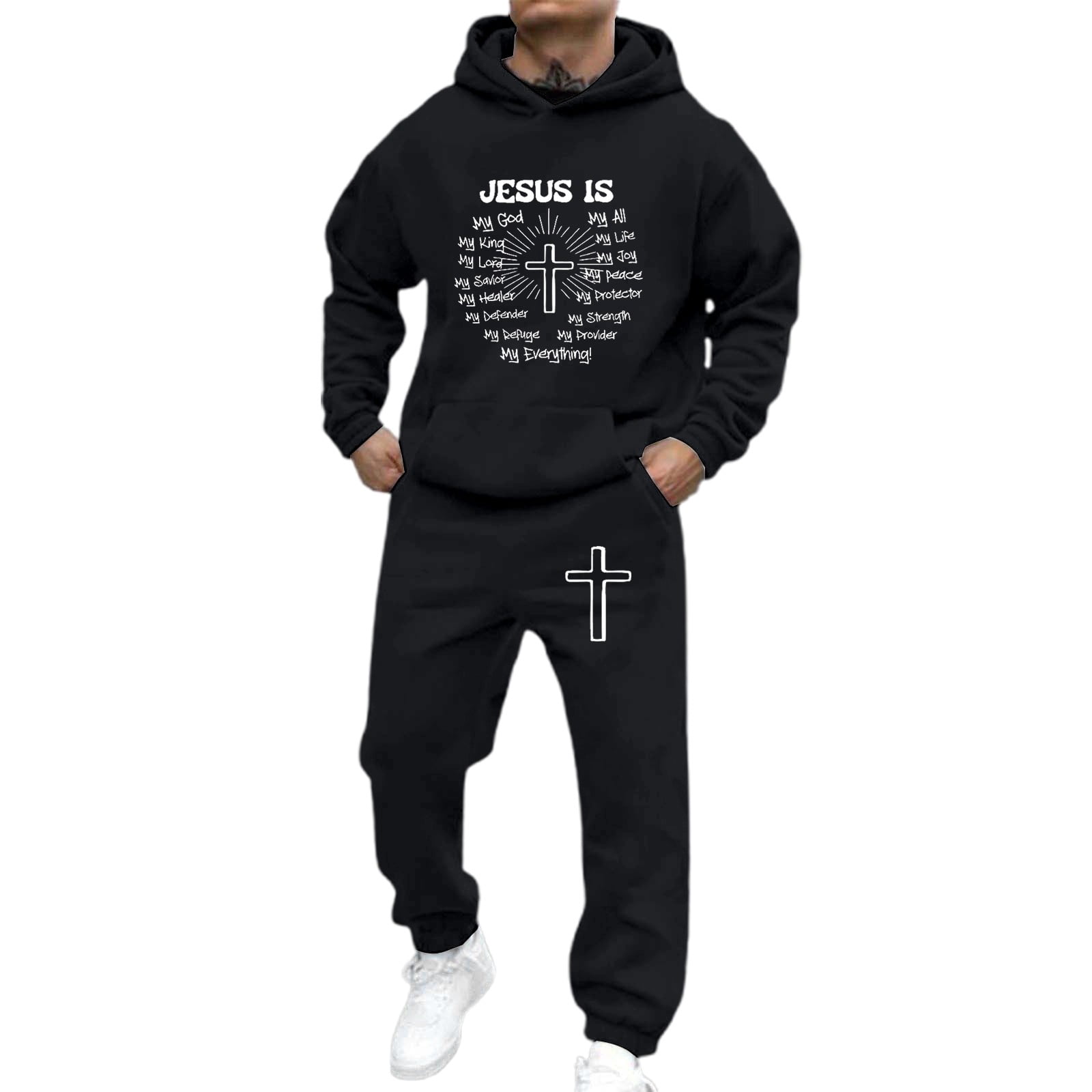 Aihuaihua Men's Christian 2 Piece Jogging Suit Jesus Religious Faith ...