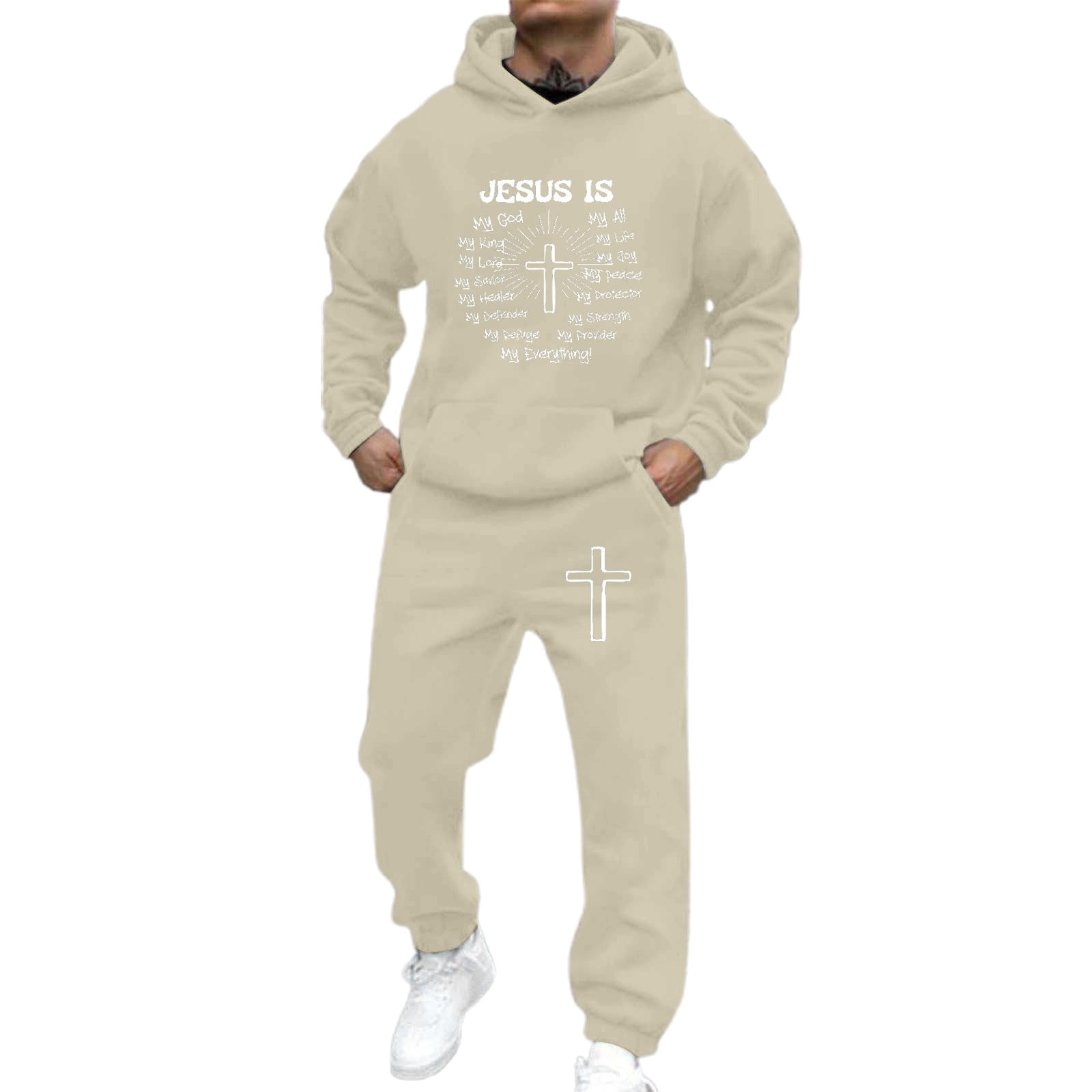 Aihuaihua Men's Christian 2 Piece Jogging Suit Jesus Religious Faith ...
