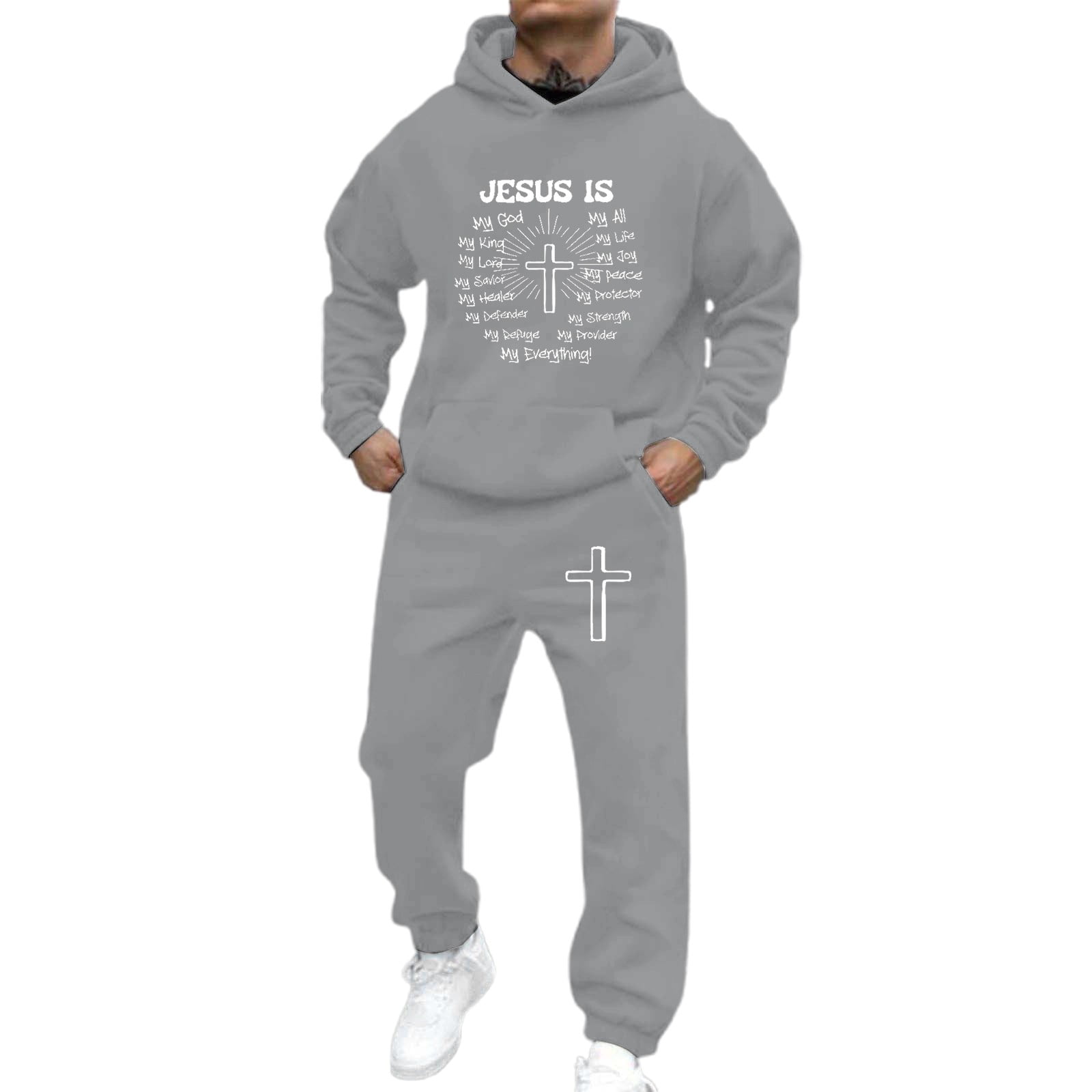 Aihuaihua Men's Christian 2 Piece Jogging Suit Jesus Religious Faith ...