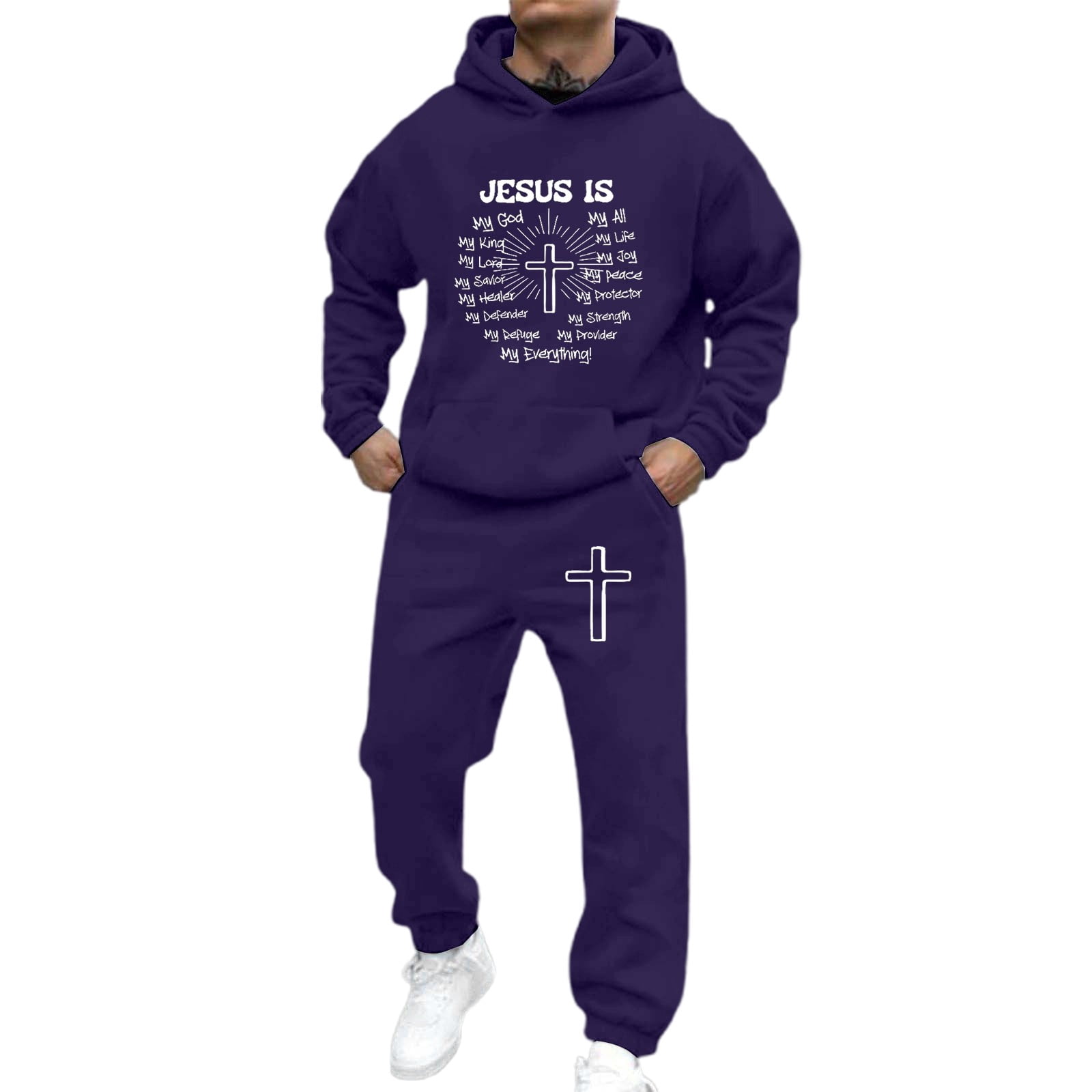 Aihuaihua Men's Christian 2 Piece Jogging Suit Jesus Religious Faith ...