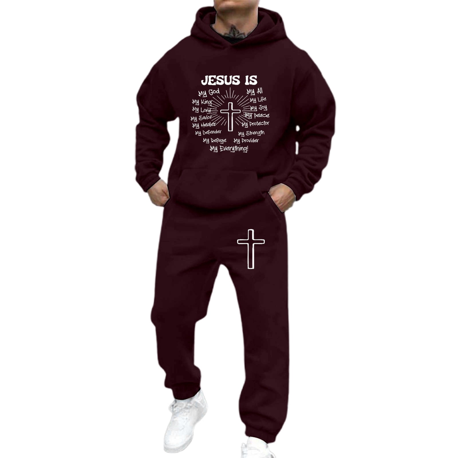 Aihuaihua Men's Christian 2 Piece Jogging Suit Jesus Religious Faith ...