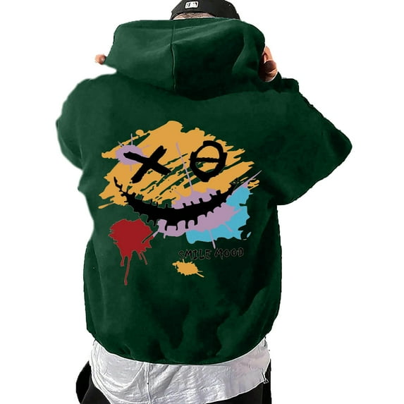 Aihuaihua Men's Smile Mood Hoodies Funny Graffiti Graphic Backprint ...