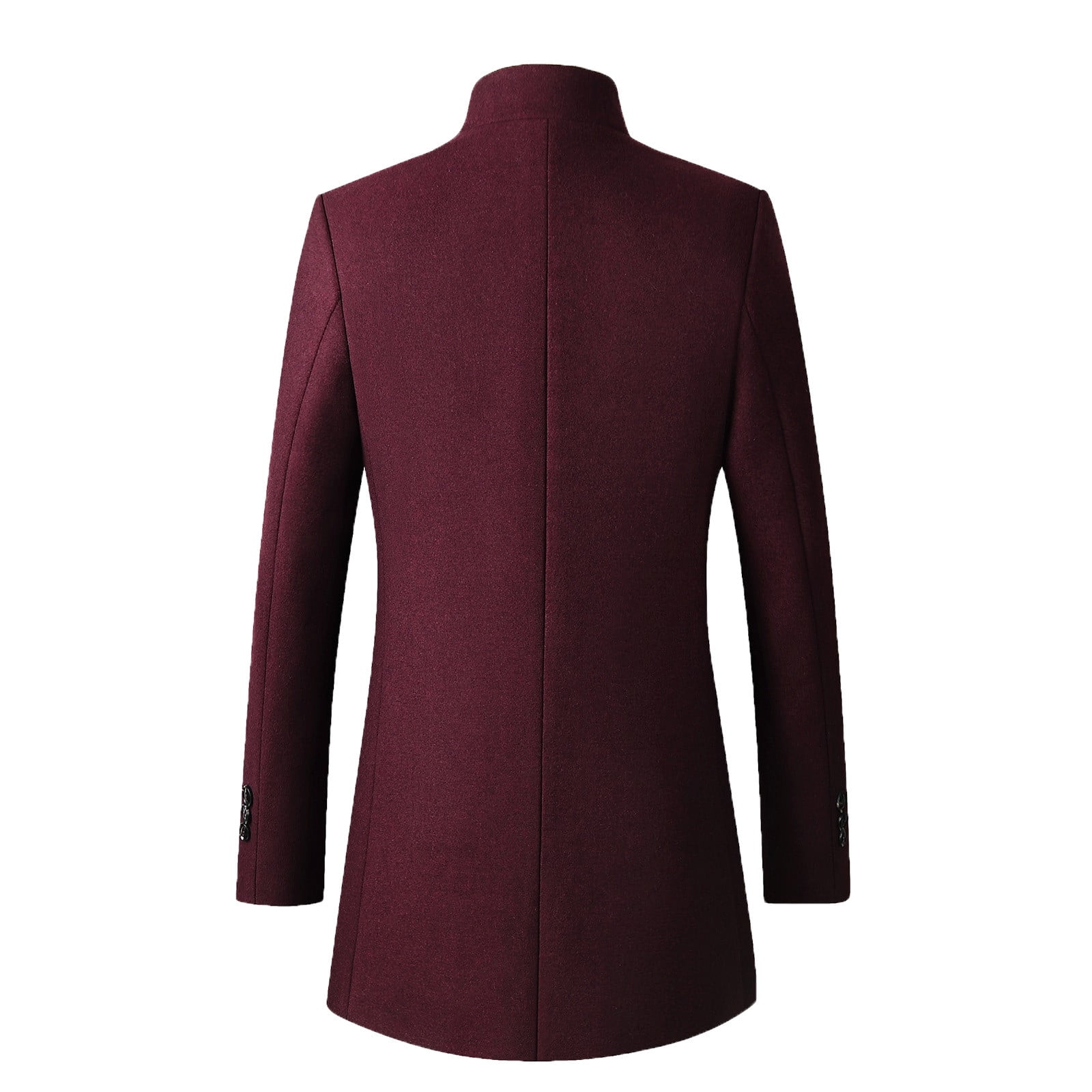 Aihuaihua Men's Trench Coat Wool Blend Slim Fit Top Coat Stand Collar ...