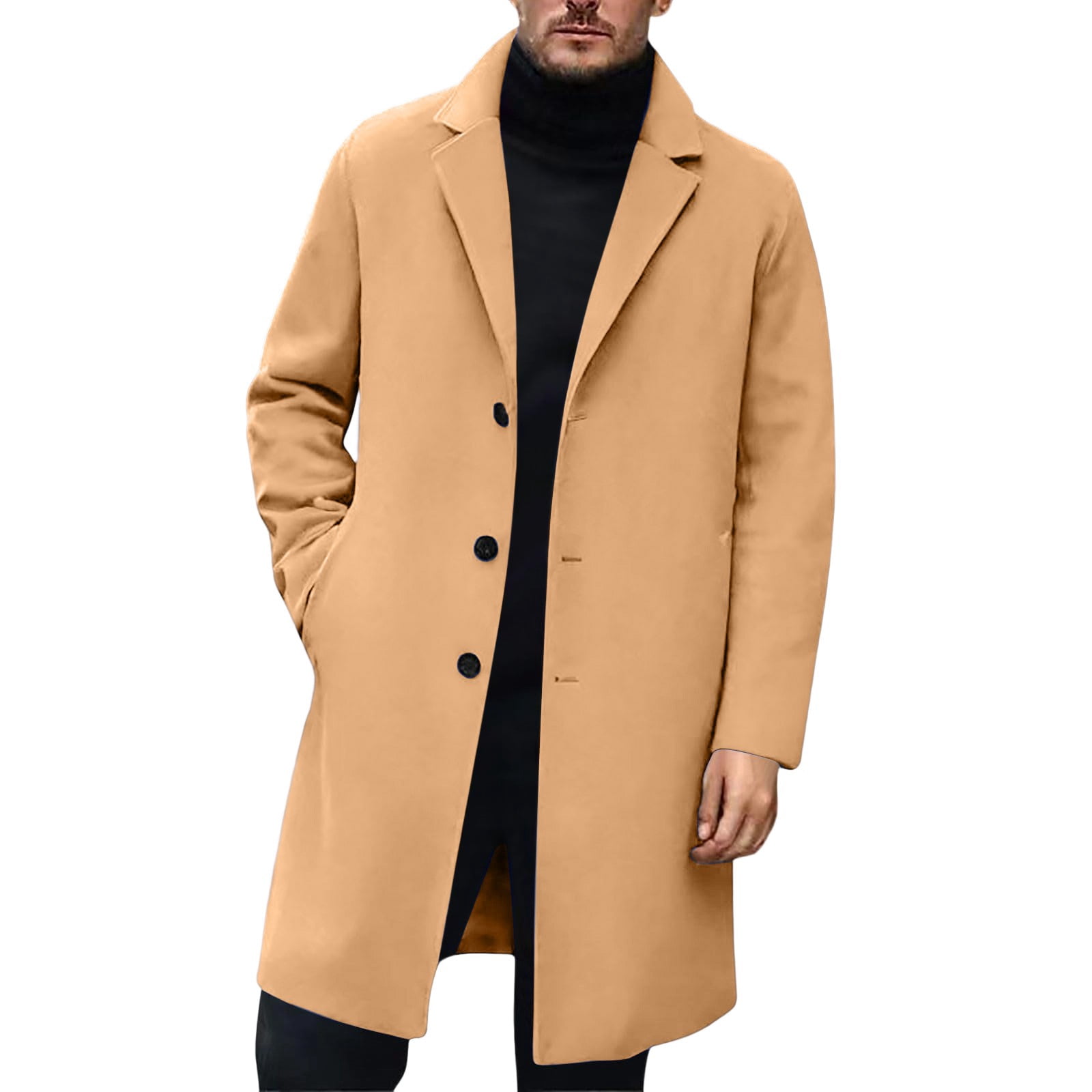 Aihuaihua Men's Trench Coat Wool Long Elegant Winter Coat Business Men ...