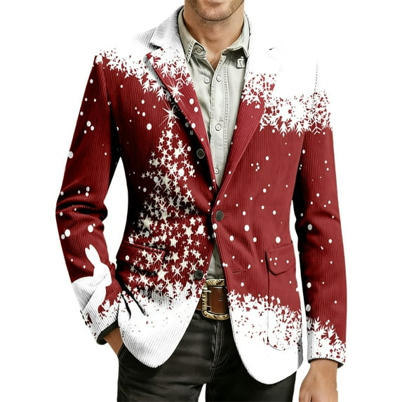 Aihuaihua Men's Ugly Christmas Blazer Corduroy Xmas Print Holiday Party ...