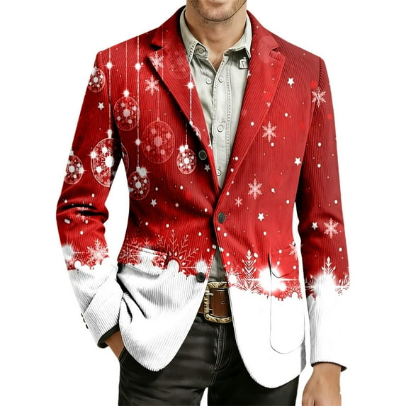Aihuaihua Men's Ugly Christmas Blazer Corduroy Xmas Print Holiday Party ...