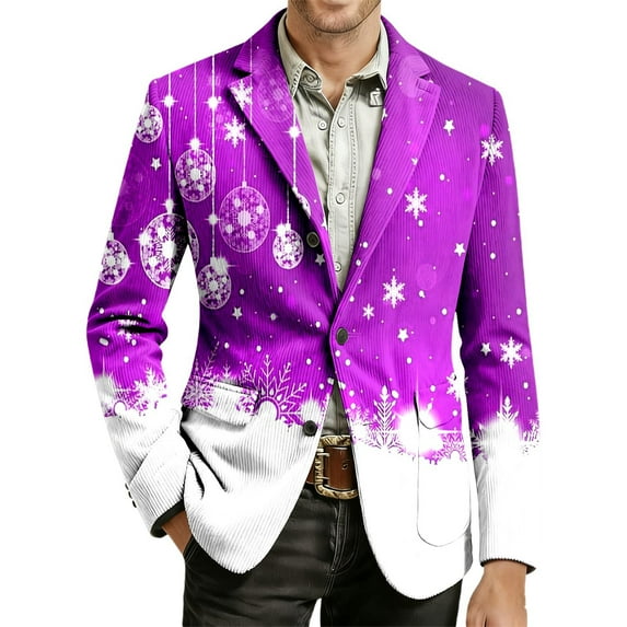 Aihuaihua Men's Ugly Christmas Blazer Corduroy Xmas Print Holiday Party ...