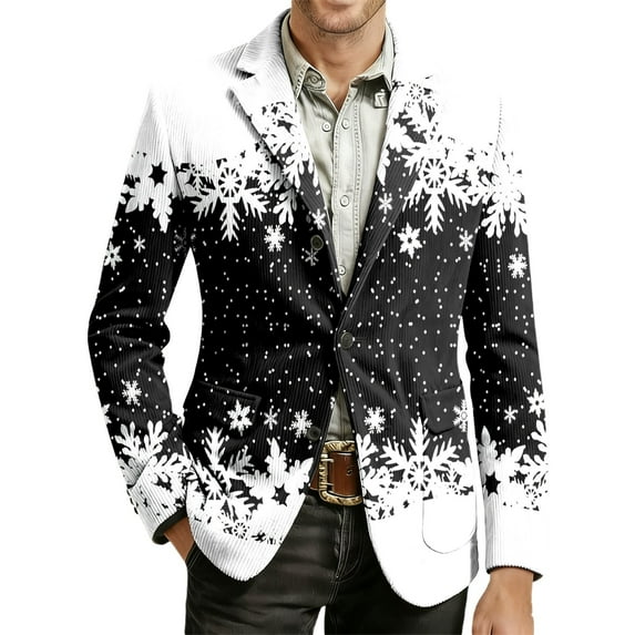 Aihuaihua Men's Ugly Christmas Blazer Corduroy Xmas Print Holiday Party ...